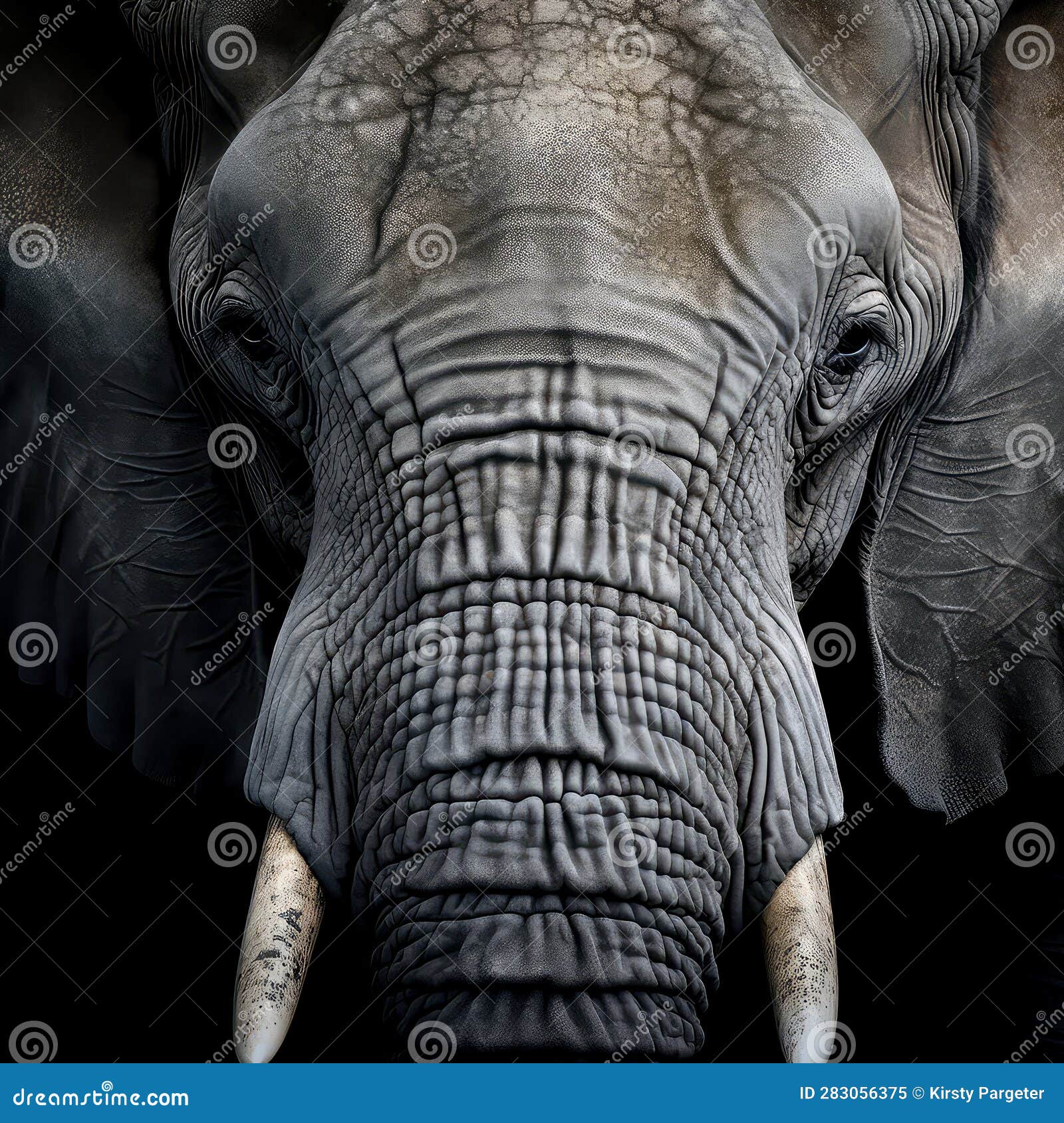 Extreme Close Up Shot of an Elephants Head Stock Illustration ...