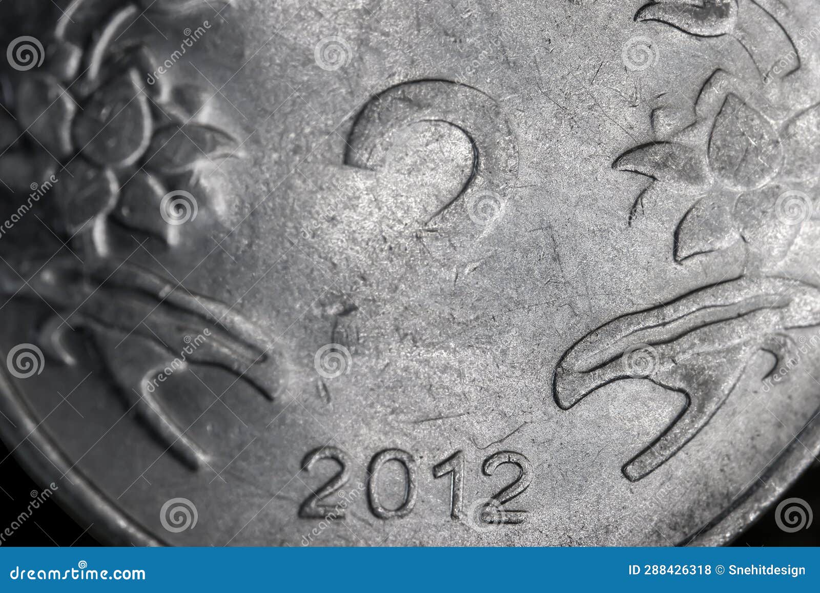 Extreme Close Up Shot of Silver Indian Two Rupee Coin Stock Photo ...