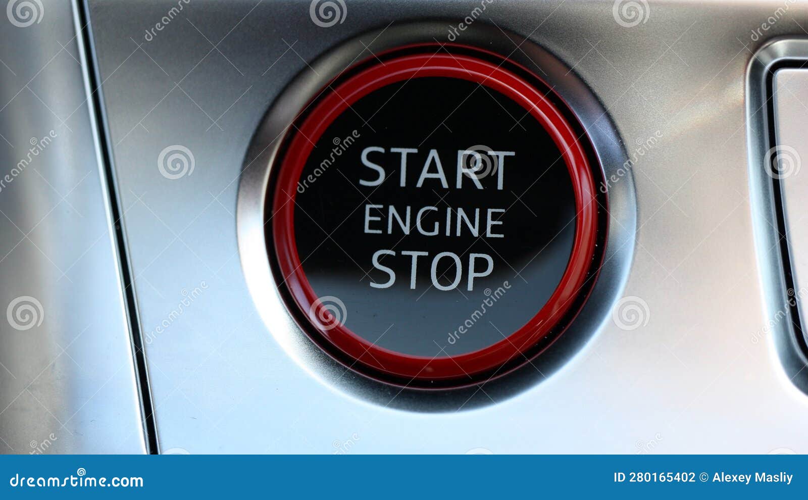 Extreme Close-up of a Sport Car Engine Start and Stop Button Stock ...