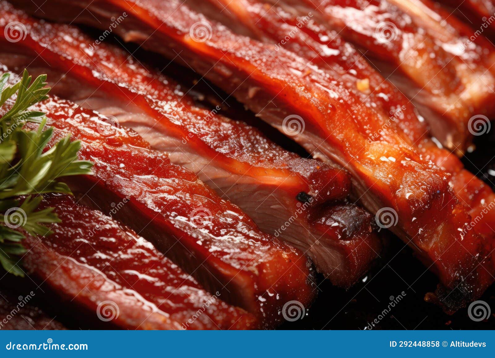 Extreme Close-up of the Texture on Smoked Pork Ribs Stock Photo - Image ...