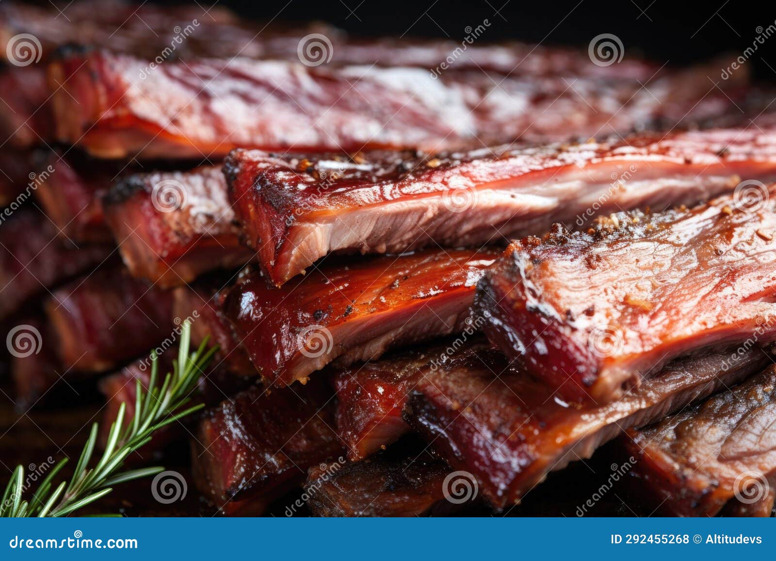 Extreme Close-up of the Texture on Smoked Pork Ribs Stock Photo - Image ...