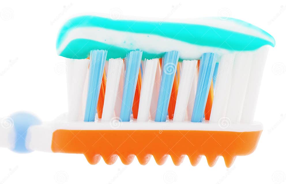 Extreme Close Up Tooth Brush with Toothpaste Stock Photo - Image of ...