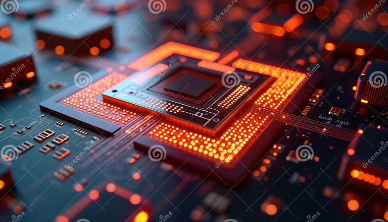 Extreme Close-up View of Quantum Processor Chip. Superconducting Qubits, Quantum Computing ...