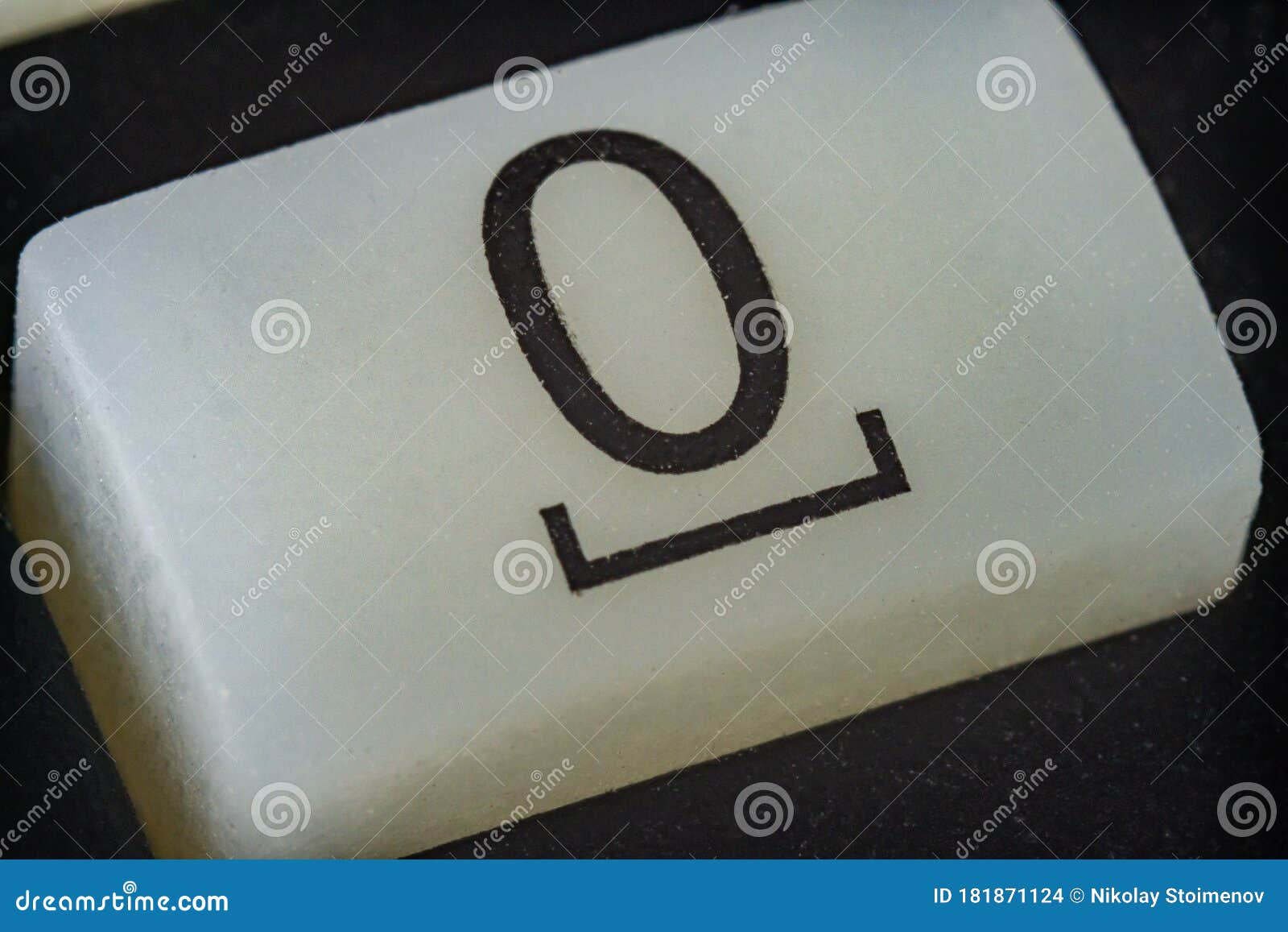 Extreme Closeup of a Button with Number Zero on it Stock Photo - Image ...