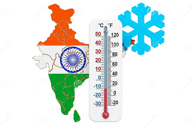 Extreme Cold in India Concept. 3D Rendering Stock Illustration ...