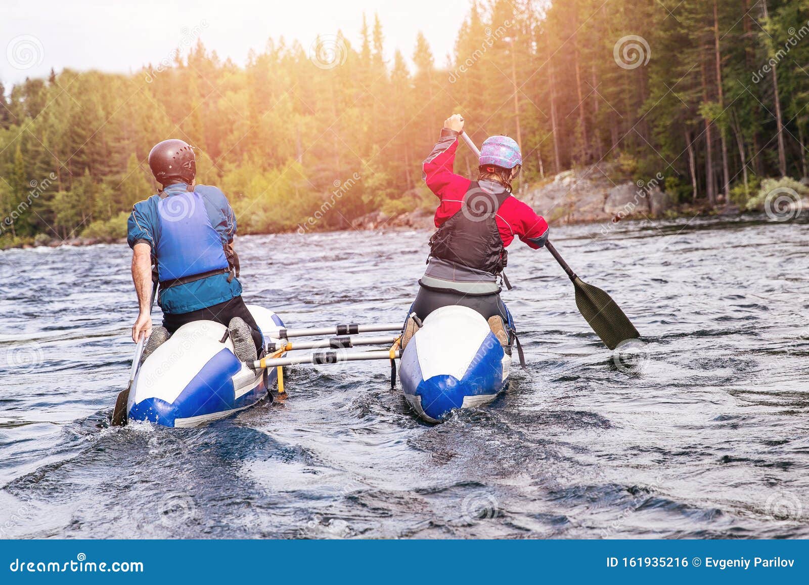 Extreme Couple on Kayak Rafting Mountain River Stock Photo - Image of ...