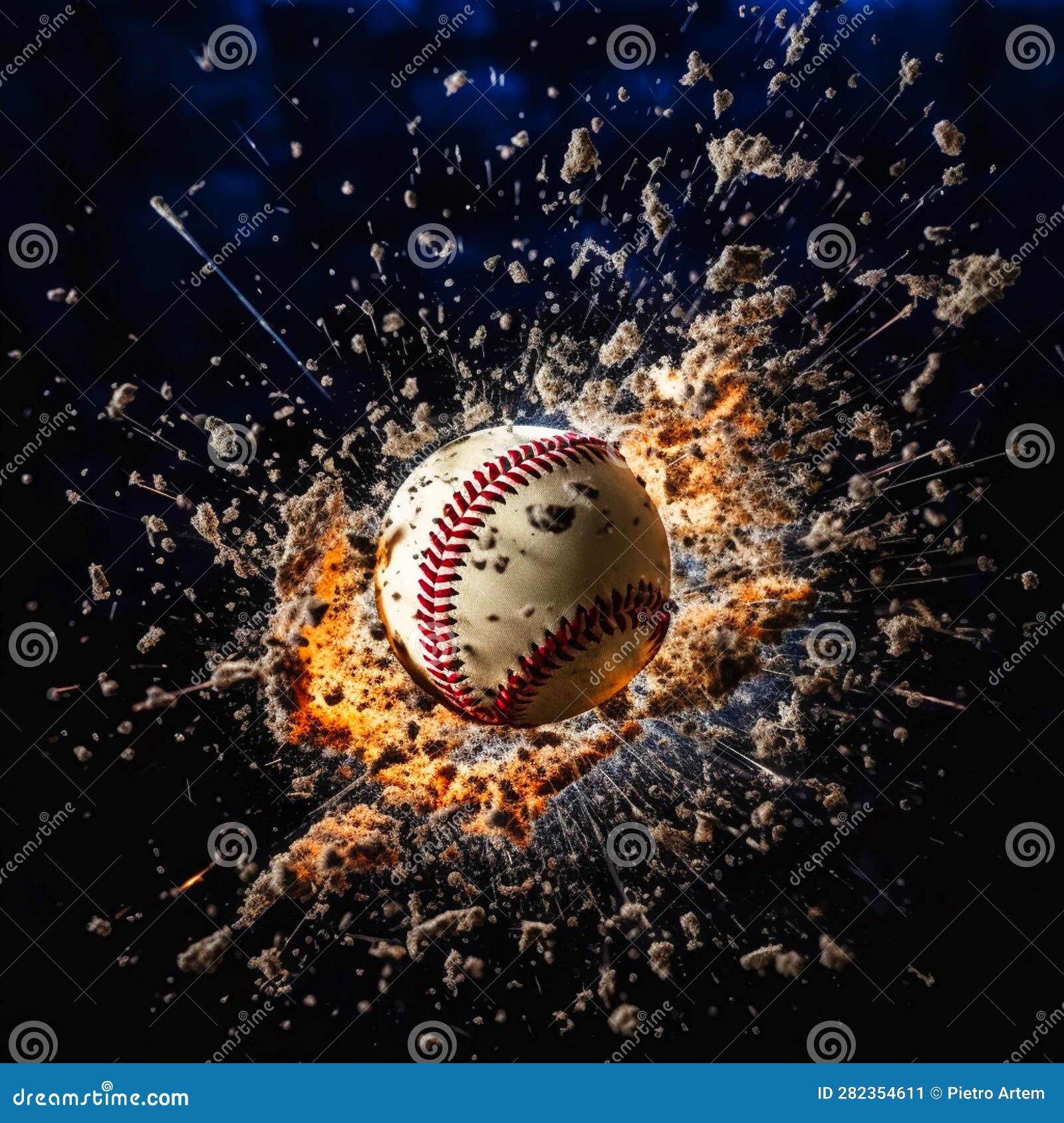 Extreme Detailed Photo of Baseball Exploding after Impact, Generative ...