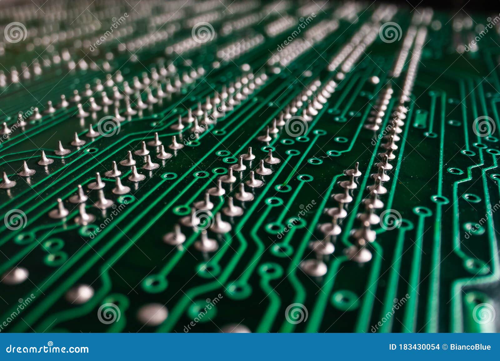 Extreme Detailed View of Printed Circuit Board and Components Stock ...