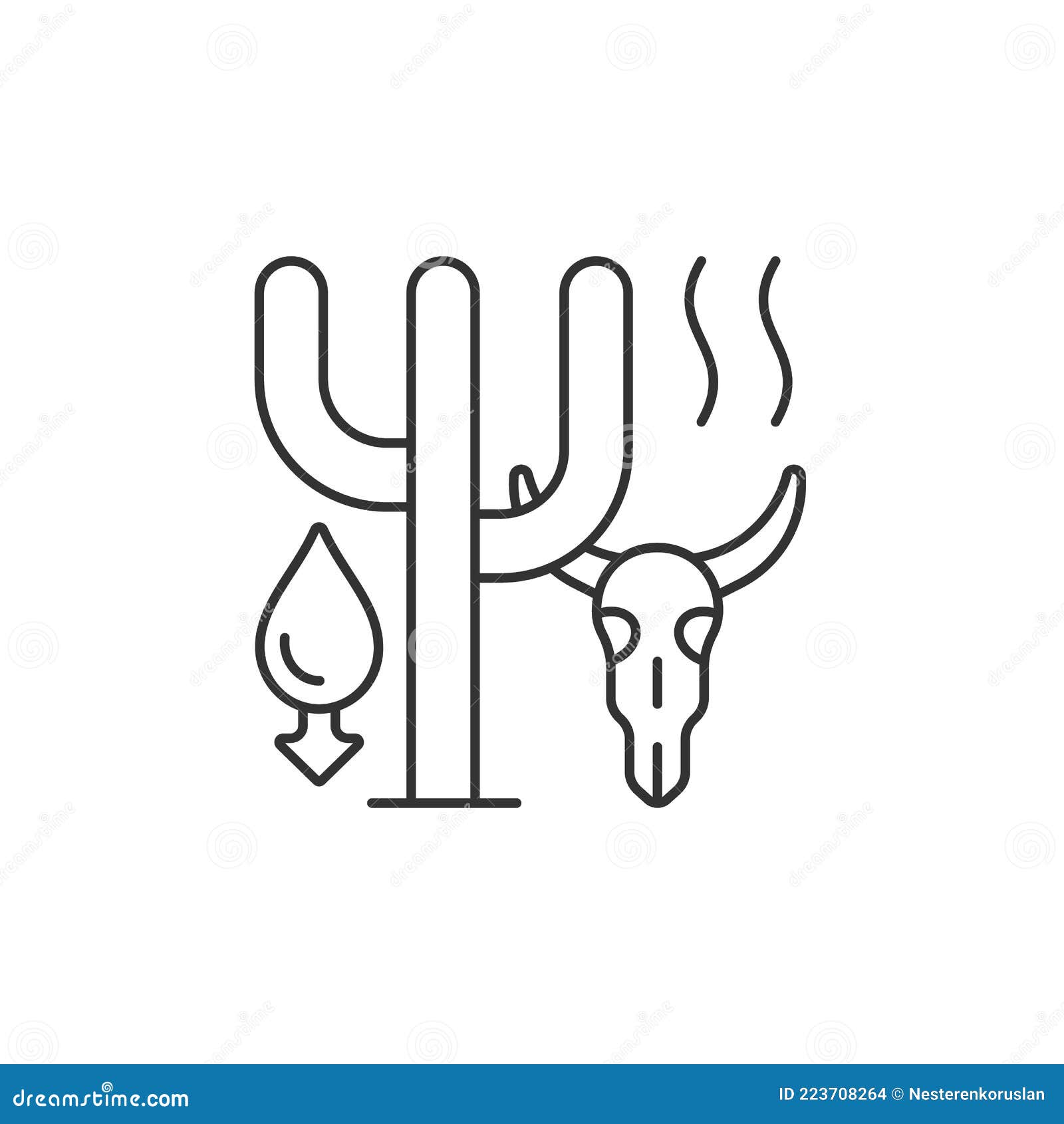 Extreme Drought Causing Animals Extinction Linear Icon Stock Vector ...