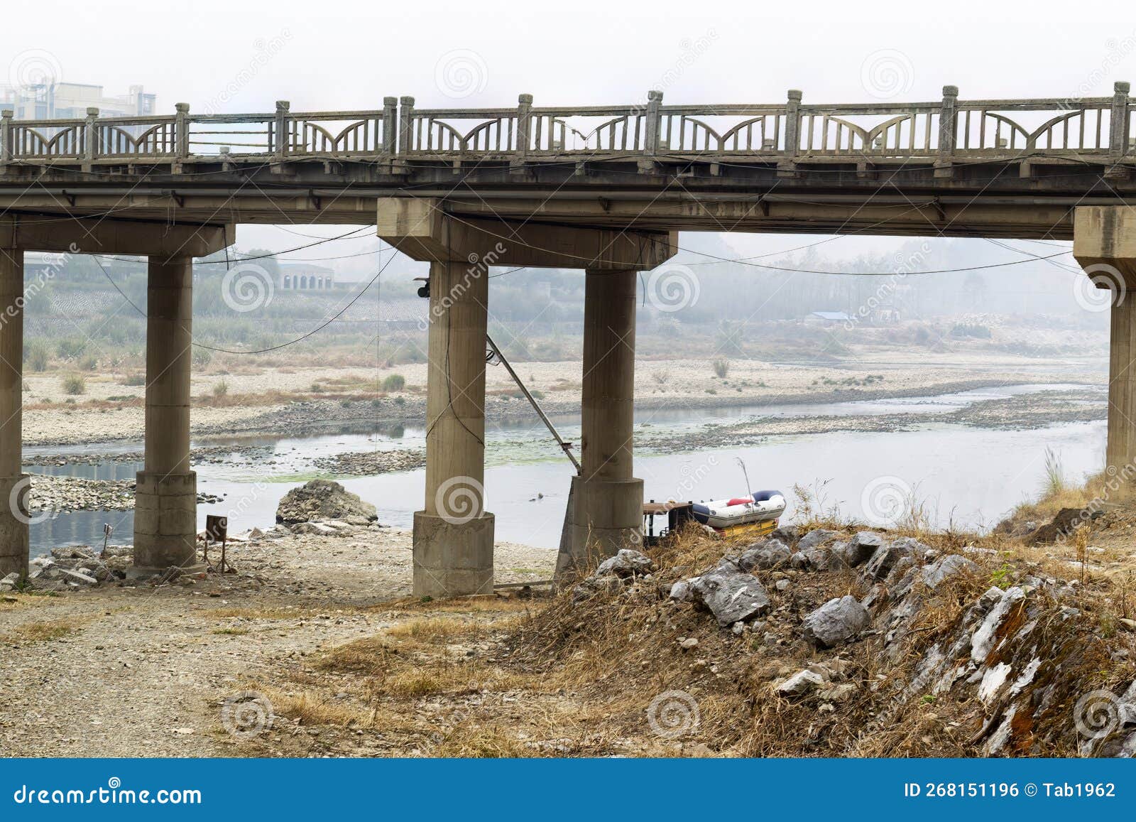 Extreme Drought with River Running Very Low Under Bridge Stock Photo ...