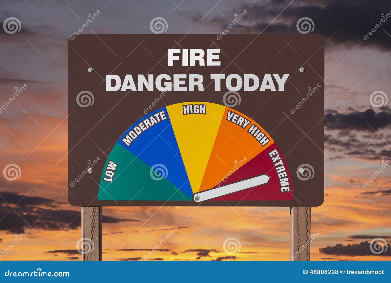 Extreme Fire Danger Today Sign with Sunrise Stock Photo - Image of ...