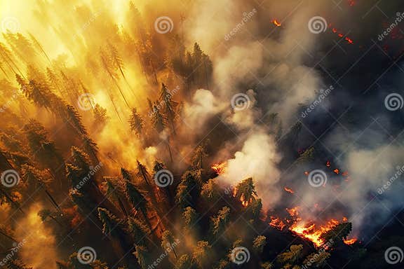 Extreme Forest Fire. Generated Image. Hyperrealistic. the Effects of ...