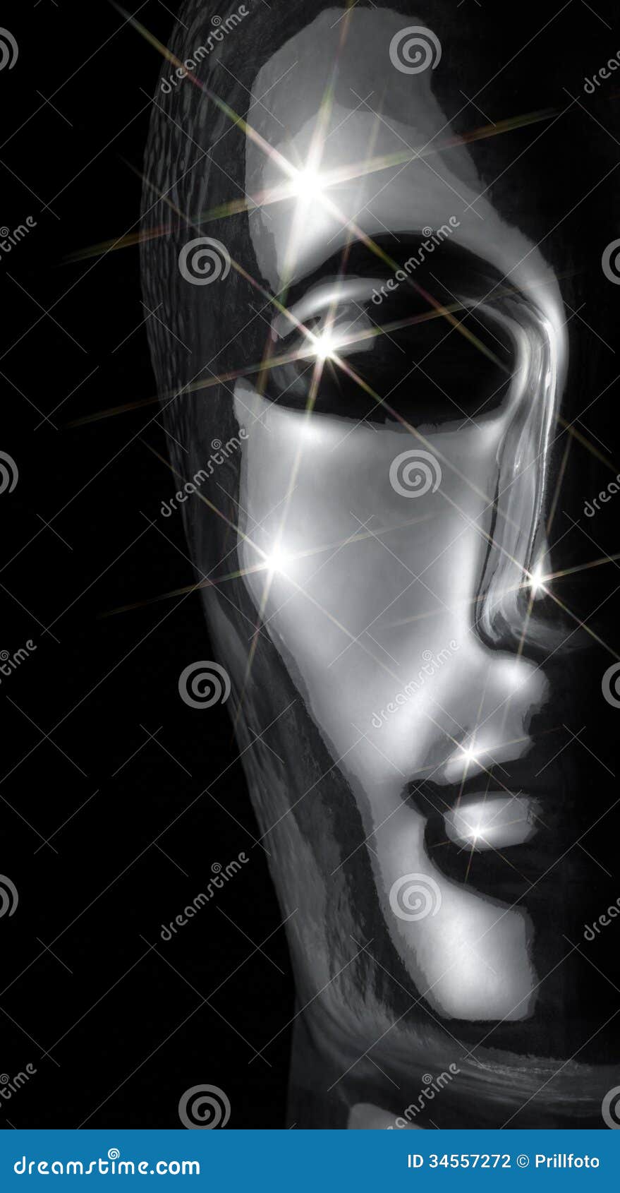 Extreme glossy glass head stock photo. Image of concentration - 34557272