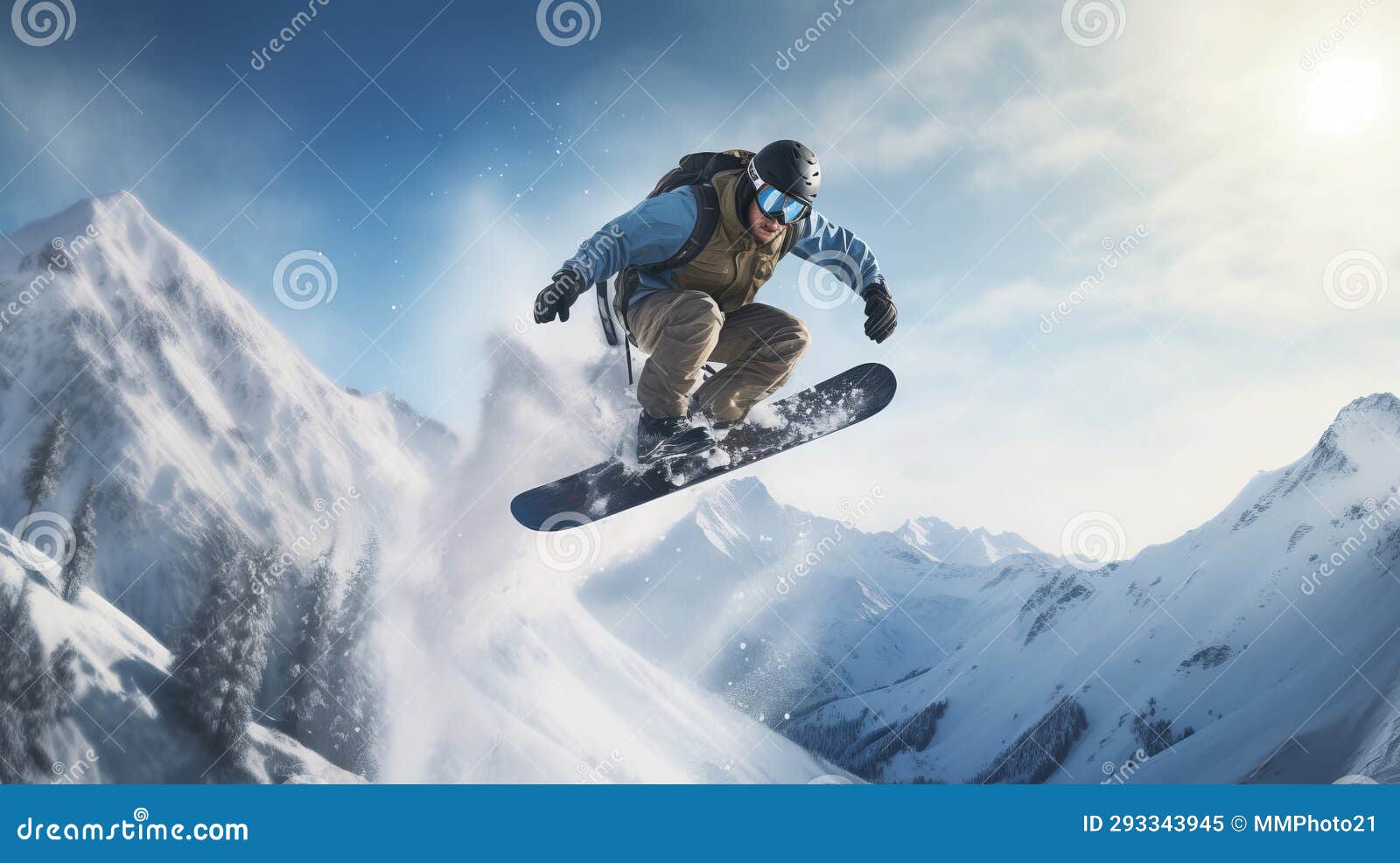 Extreme High Flying Big Air Snowboarder Jump Sports Stock Illustration ...