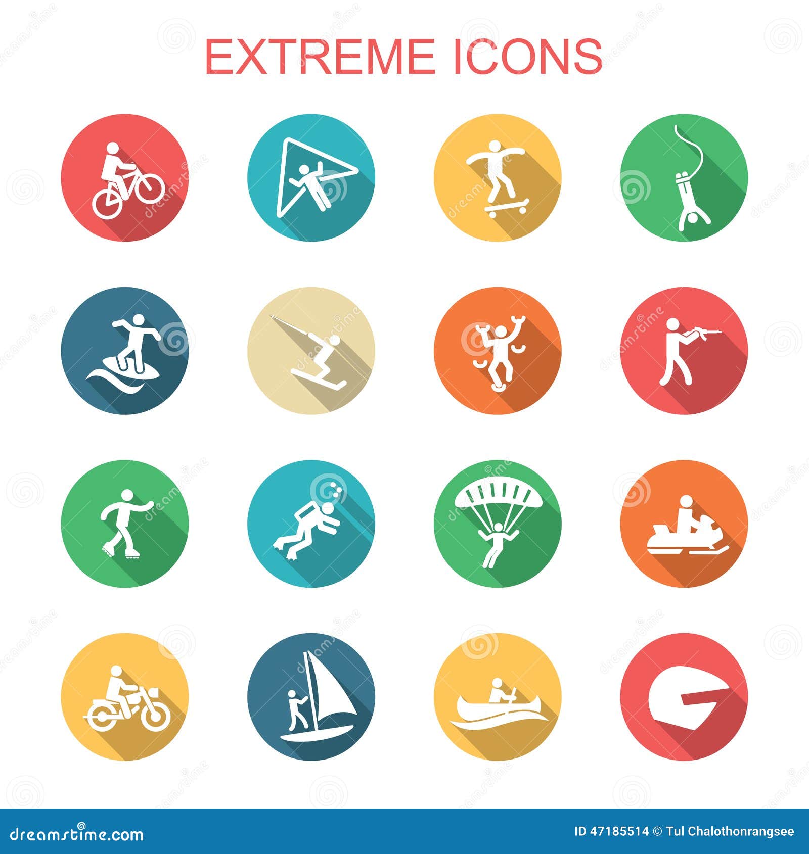 Extreme long shadow icons stock vector. Illustration of pictogram ...
