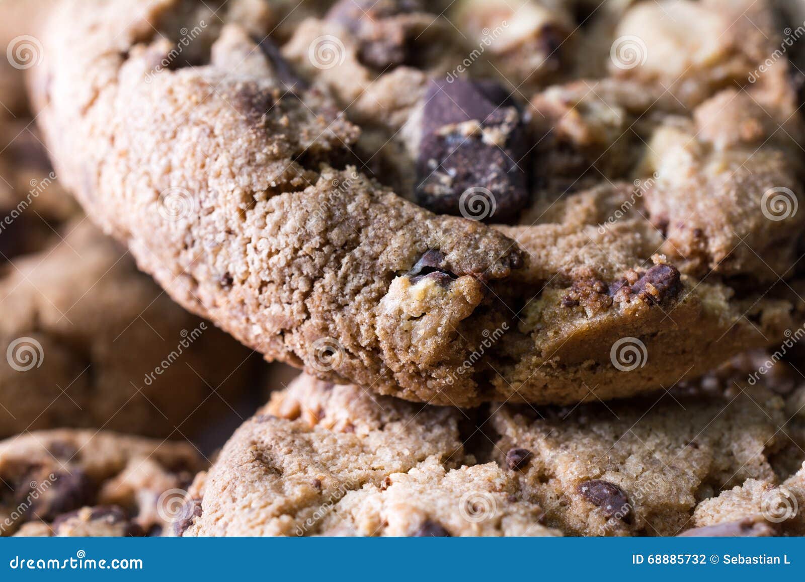 Extreme Macro of a Baked Cookie with a Big Chocolate Chip on Top, Lying ...