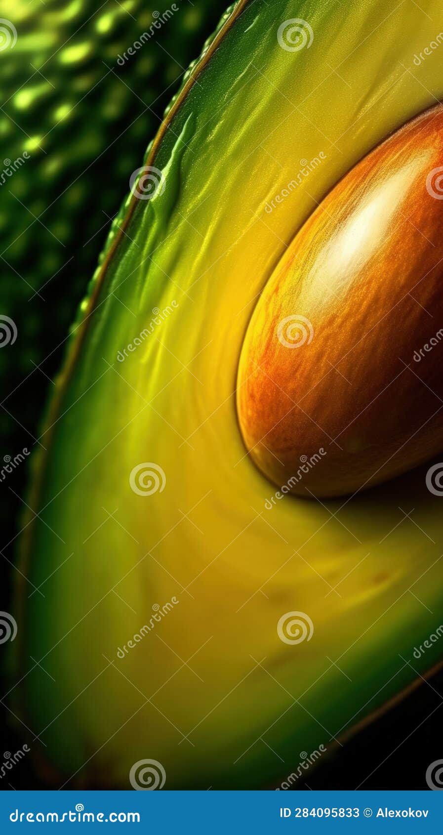 Extreme Macro Close-Up of a Juicy Translucent Avocado Slice AI ...
