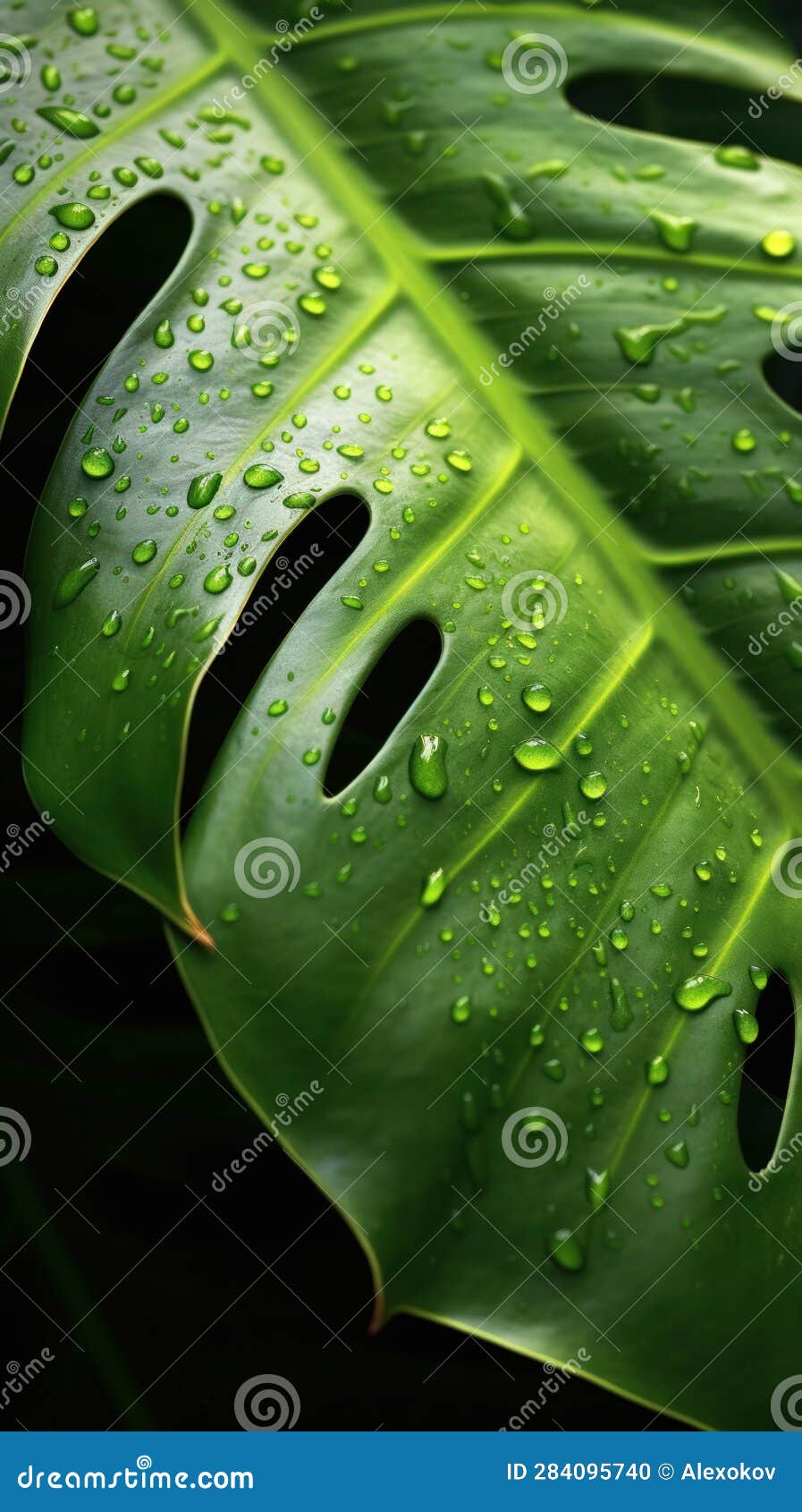 Extreme Macro Close-Up of a Juicy Translucent Monstera Leaf AI ...