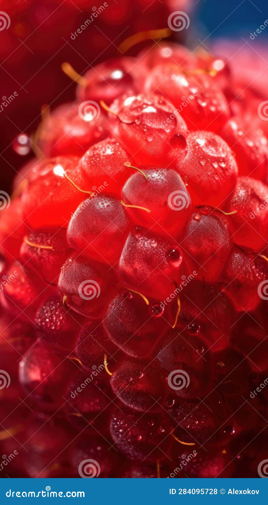 Extreme Macro Close-Up of a Juicy Translucent Raspberry Slice AI ...