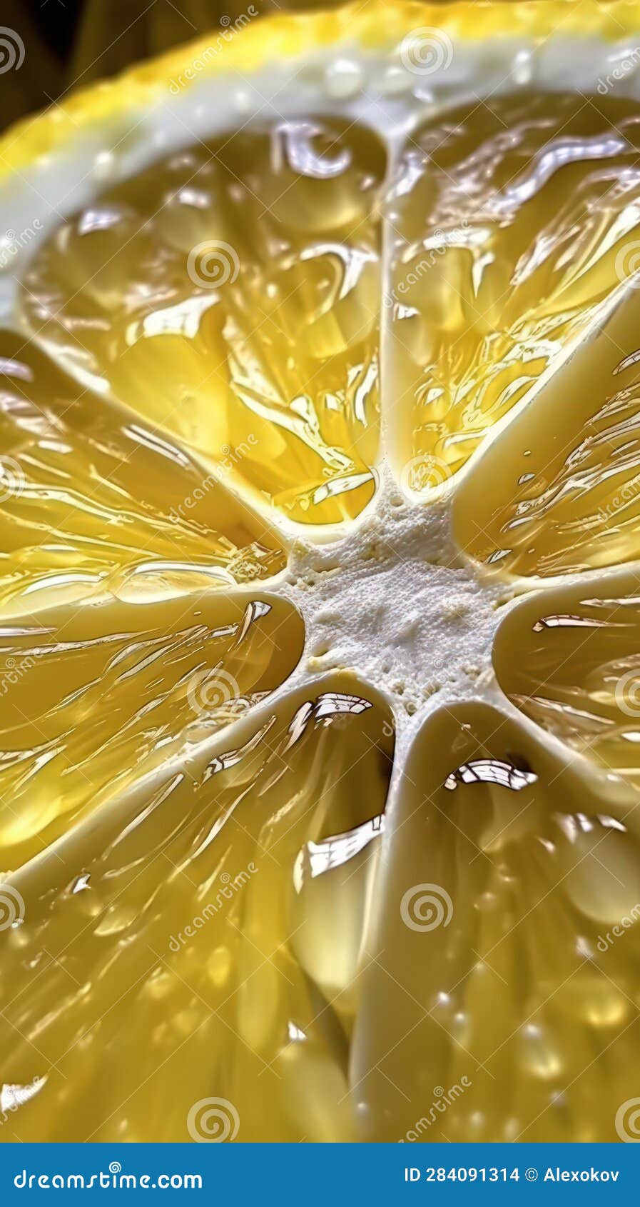 Extreme Macro Close-Up of a Wet Translucent Lemon Slice AI Generated ...