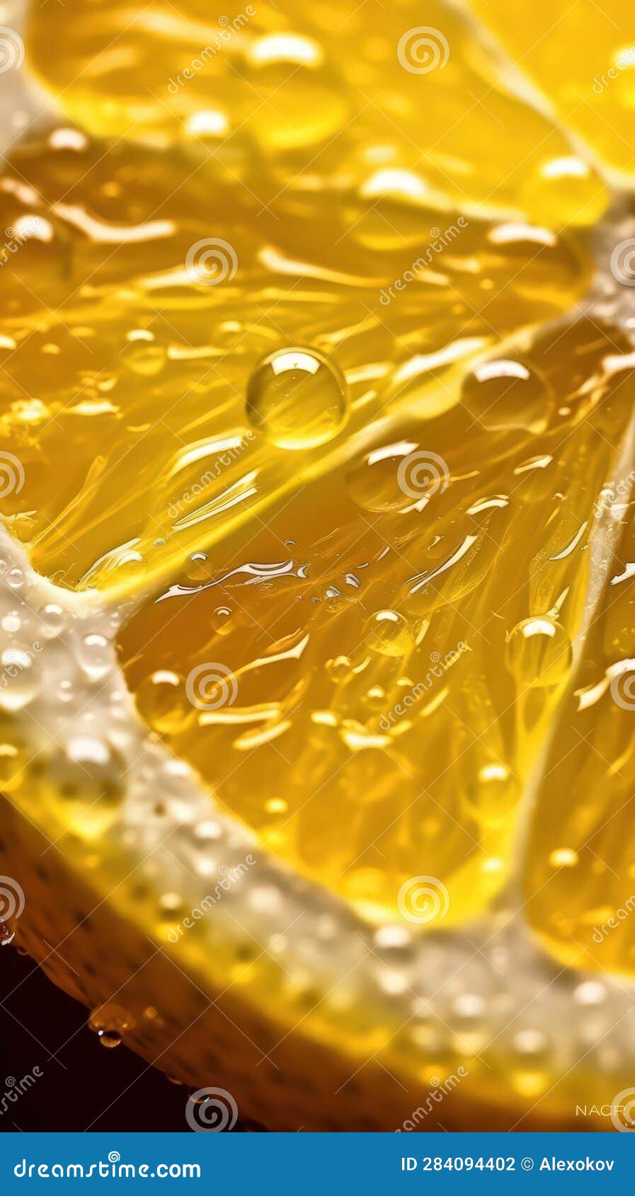 Extreme Macro Close-Up of a Wet Translucent Lemon Slice AI Generated ...