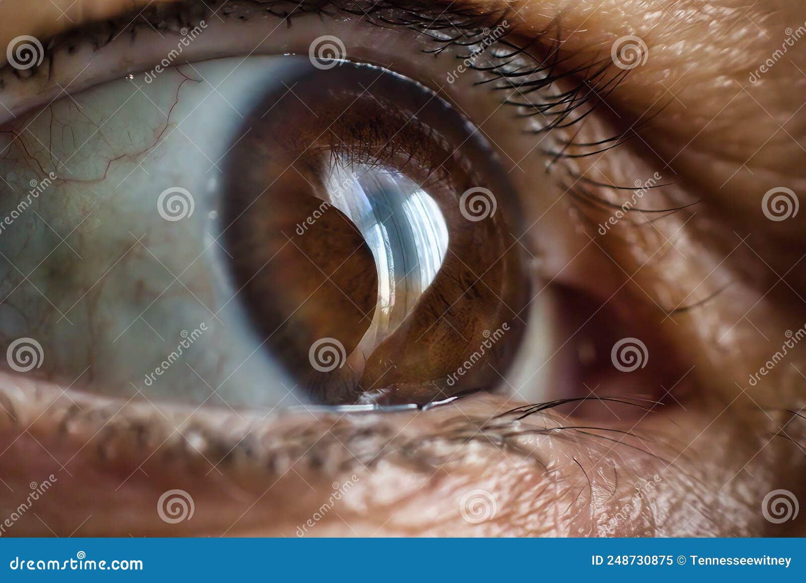 Extreme Macro Closeup of a Human Eye with a Light Brown Shiny Iris ...
