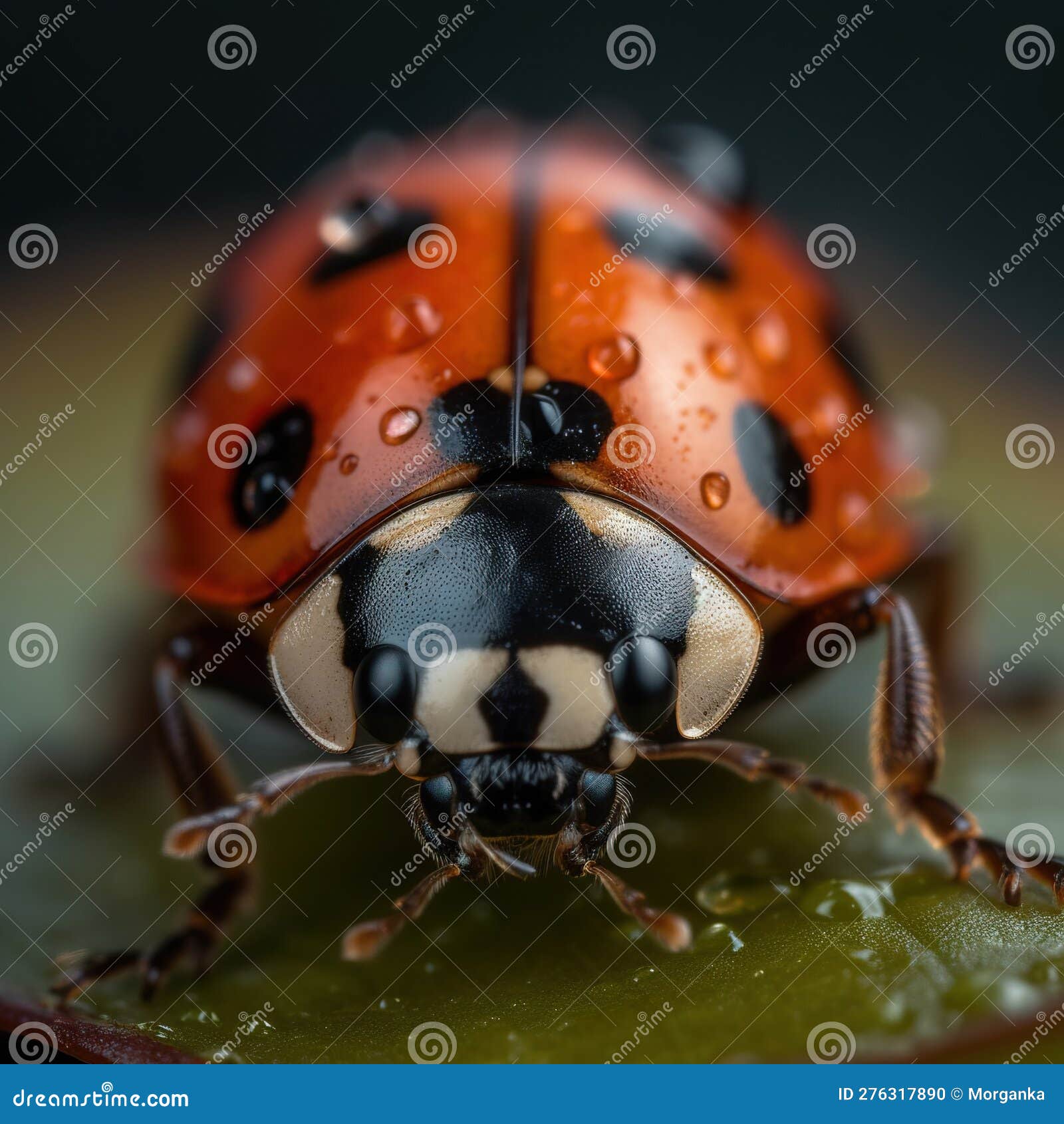 Extreme Macro View of Lady Bug with Water Drops Stock Illustration ...