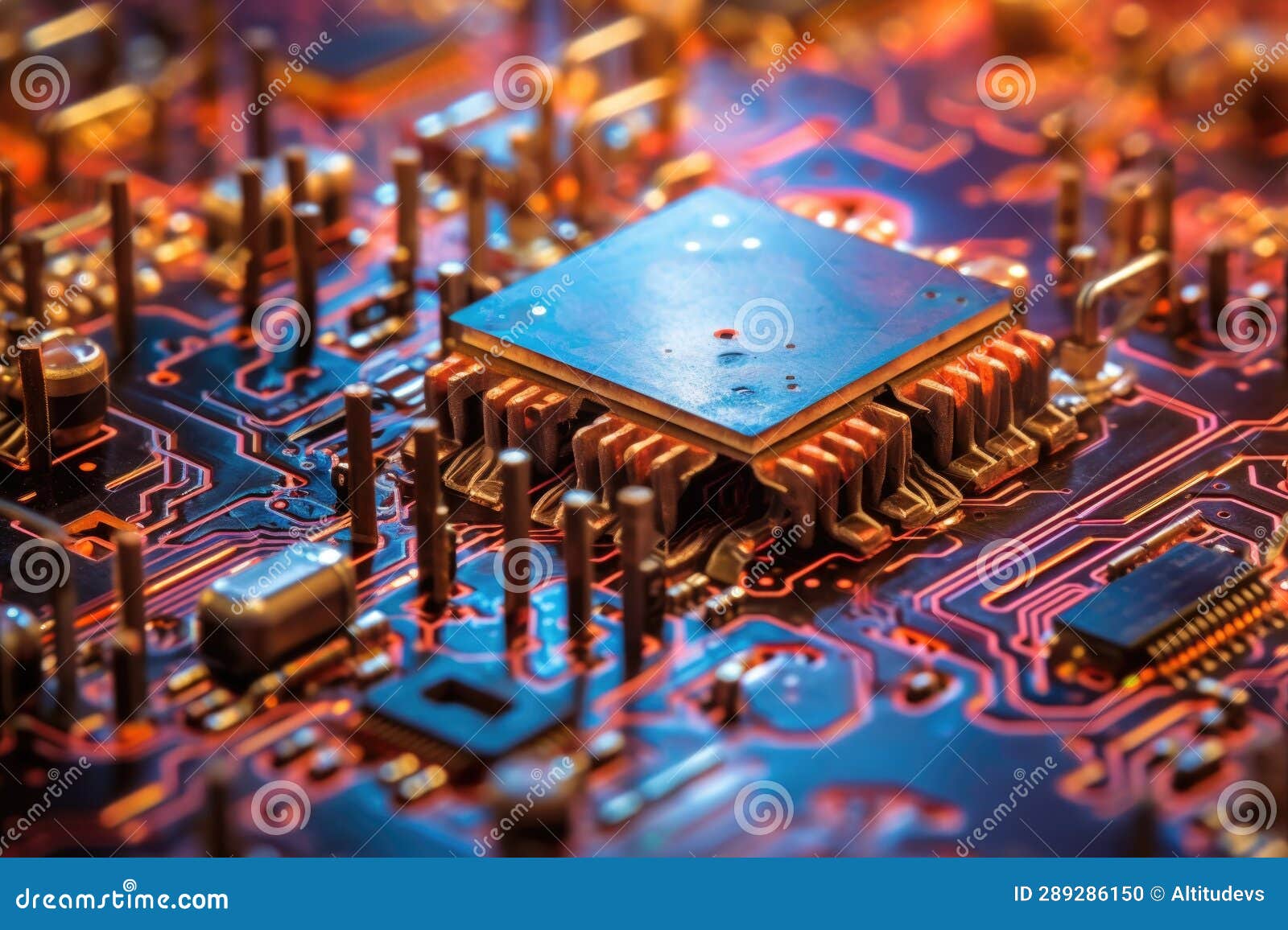 Extreme Macro View of Silicon Chip Circuitry Stock Illustration ...