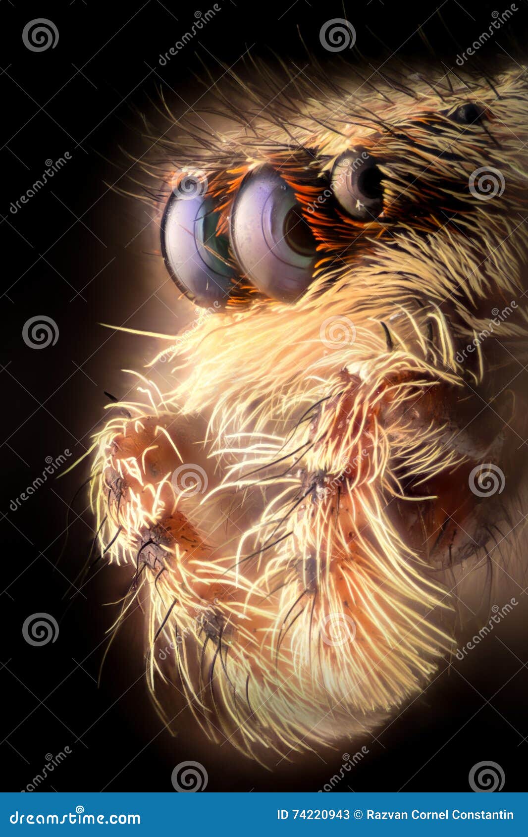 Extreme Magnification - Jumping Spider Portrait Stock Illustration ...