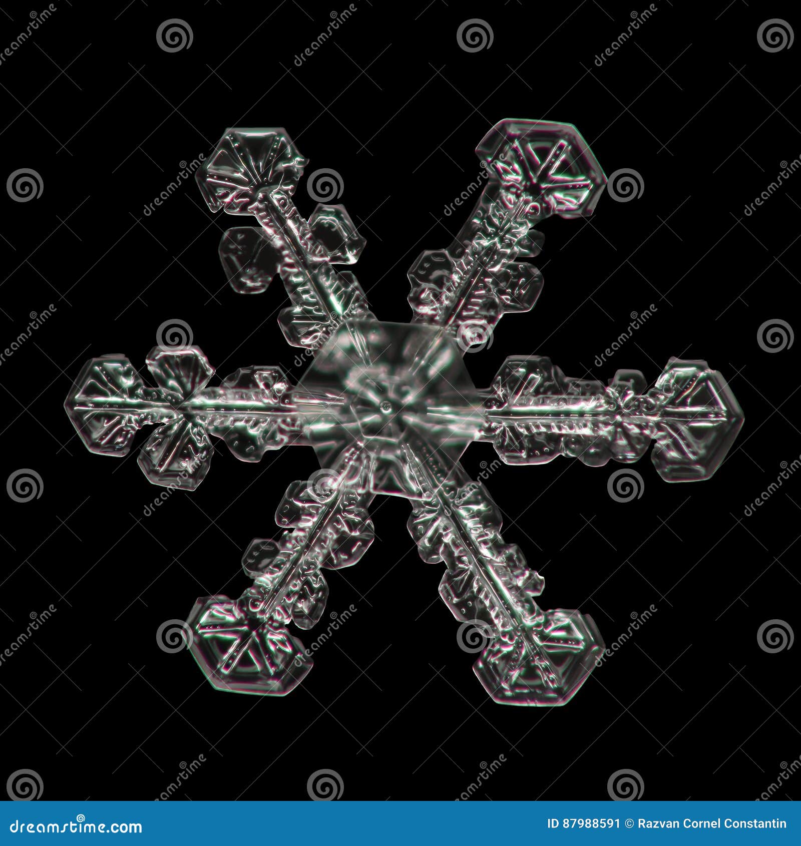 Extreme Magnification - Real Snowflake on Black Background Stock Image ...
