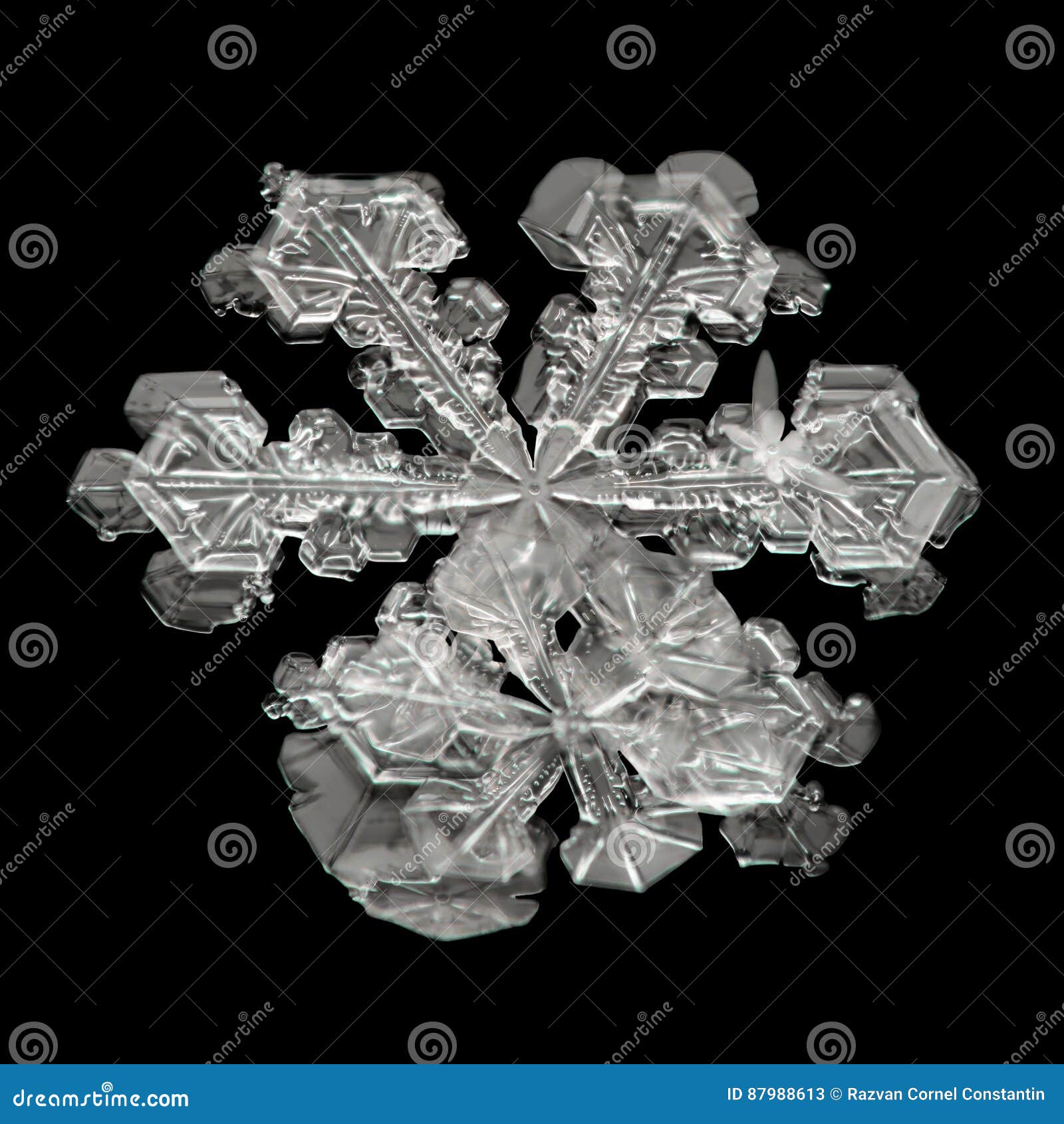 Extreme Magnification - Real Snowflake on Black Background Stock Image ...