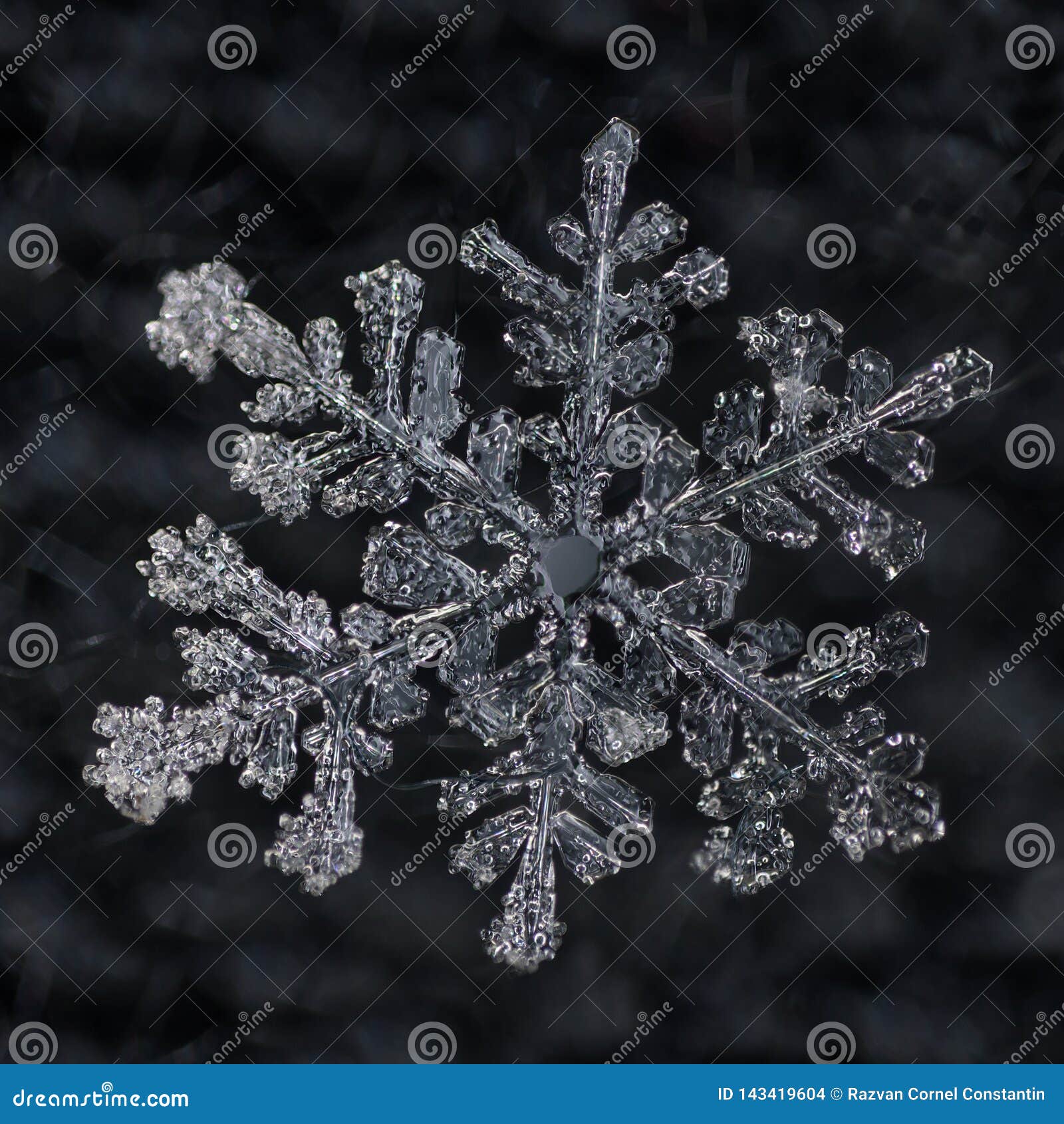 Extreme Magnification - Real Snowflake Stock Photo - Image of glass ...