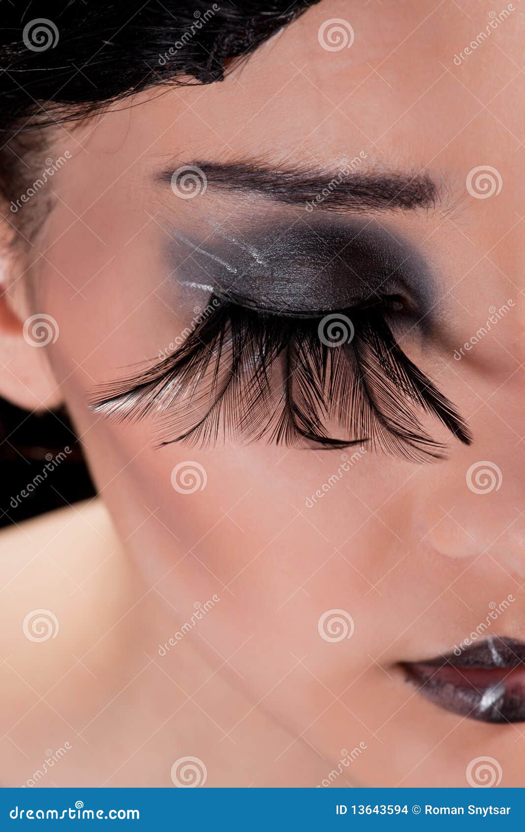 Extreme Makeup with Feather Eyelashes Stock Photo - Image of makeup ...