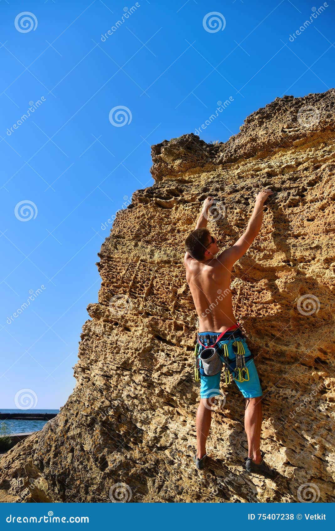 Extreme man climbing up stock photo. Image of hobby, motivation - 75407238
