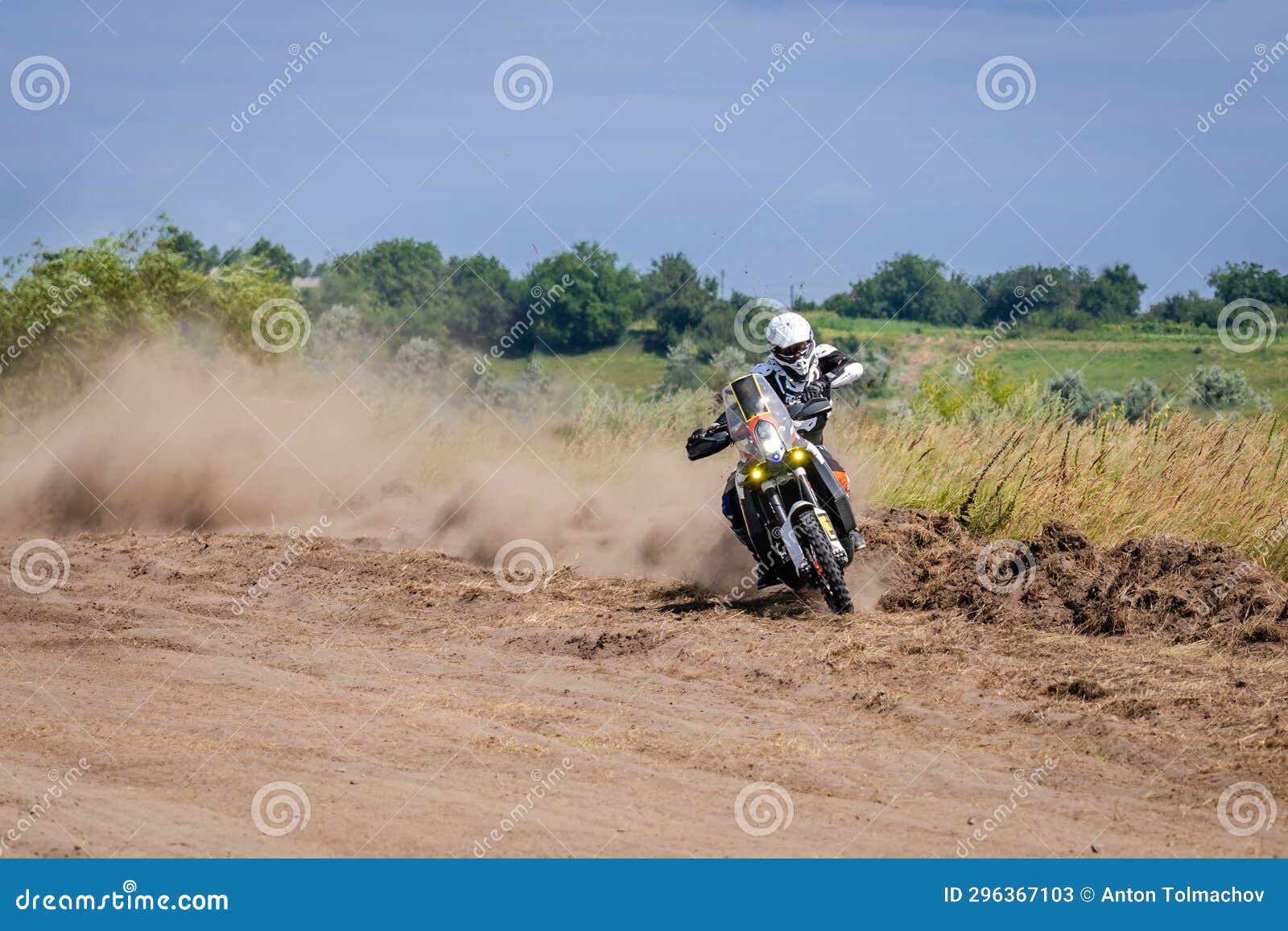An Extreme Motocross Track. Riding on Dust Track Stock Image - Image of ...