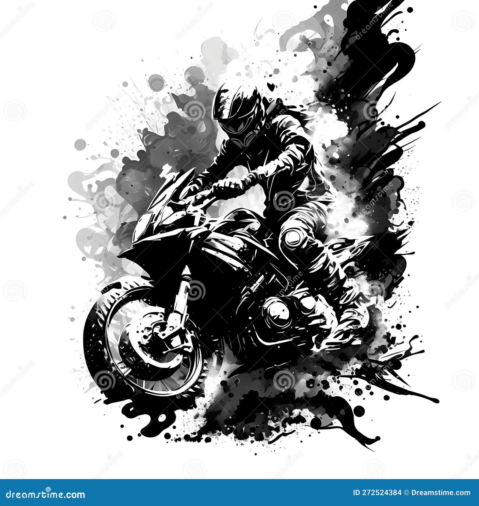 Extreme Motorcycle Stunts Rider Black and White. Generative AI Stock ...