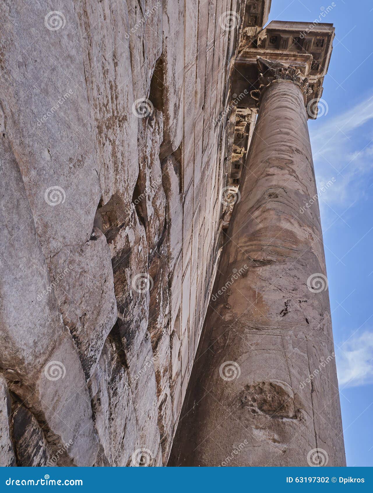 Extreme Perspective of Hadrian S Library Column Stock Photo - Image of ...