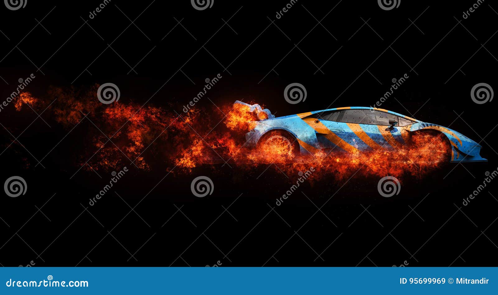 Extreme Racing Car - Fire and Flames Stock Illustration - Illustration ...
