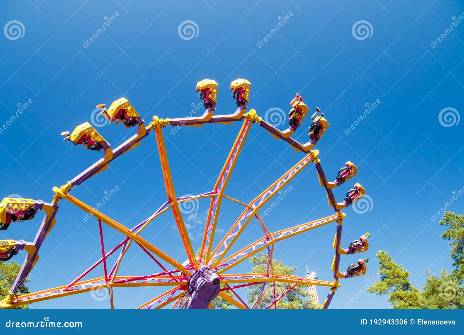 Extreme Ride in Motion in Amusement Park at Sunny Day Editorial Photo ...