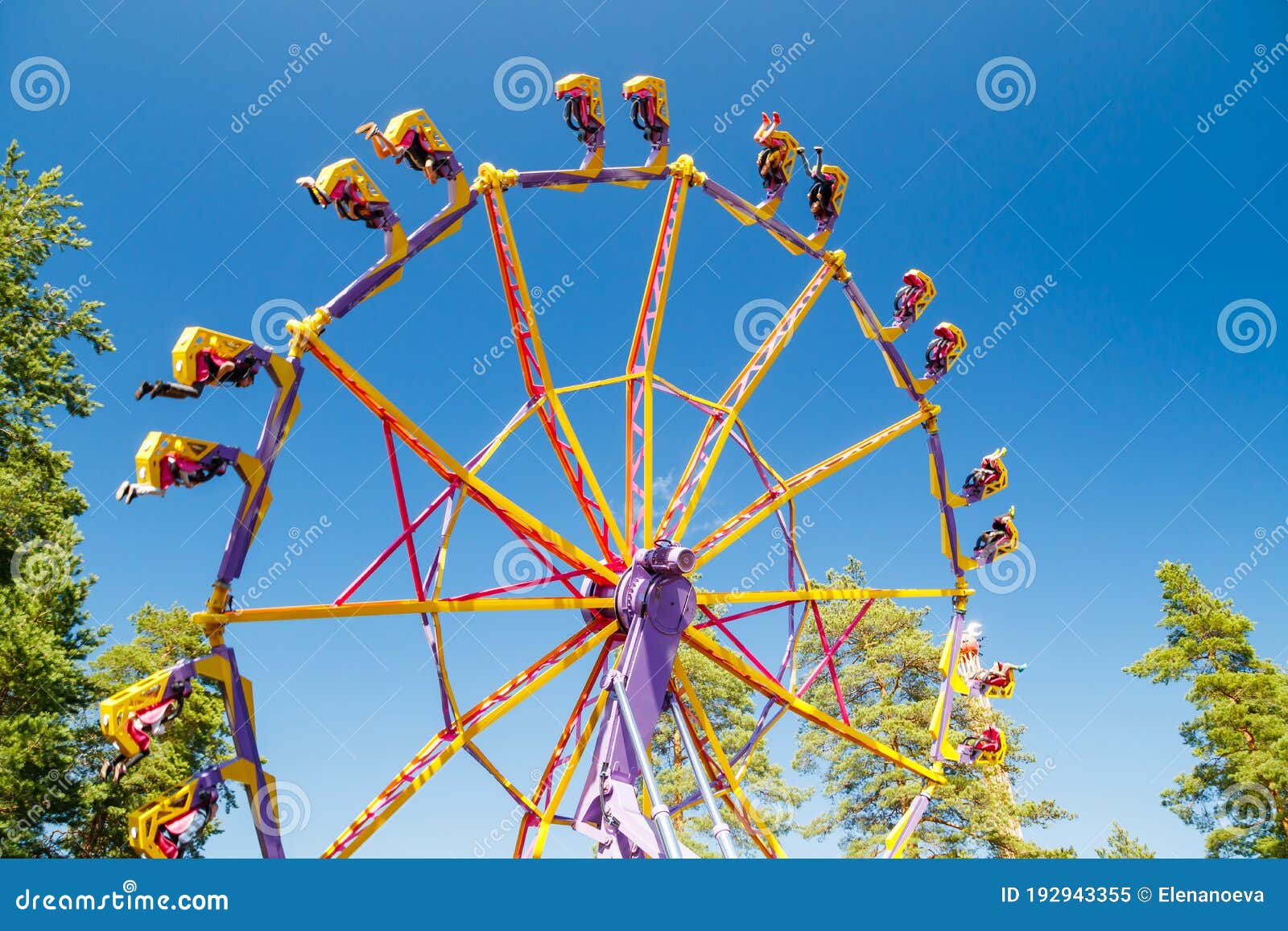 Extreme Ride in Motion in Amusement Park at Sunny Day Stock Image ...