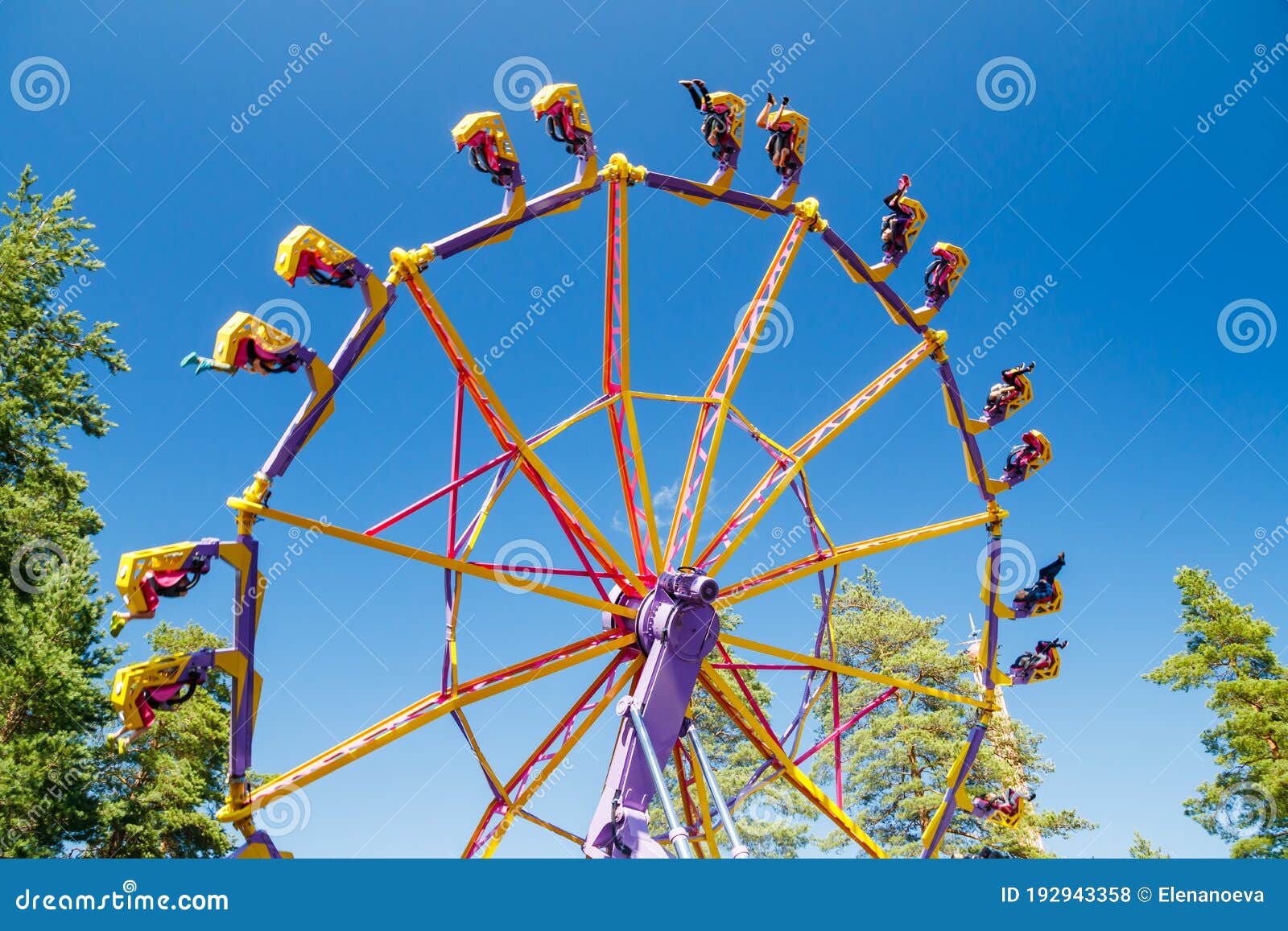 Extreme Ride in Motion in Amusement Park at Sunny Day Editorial Stock ...