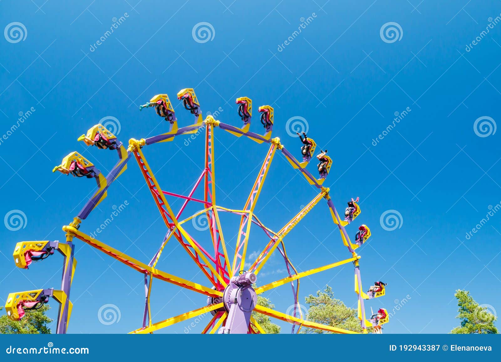 Extreme Ride in Motion in Amusement Park at Sunny Day Editorial ...