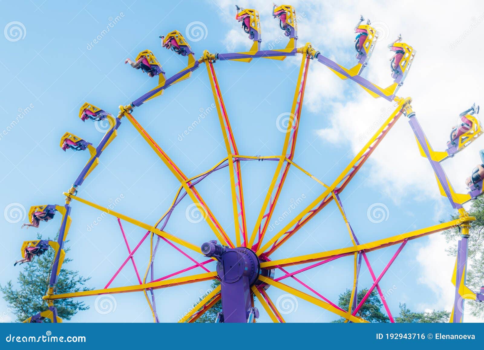 Extreme Ride in Motion in Amusement Park at Sunny Day Editorial Photo ...