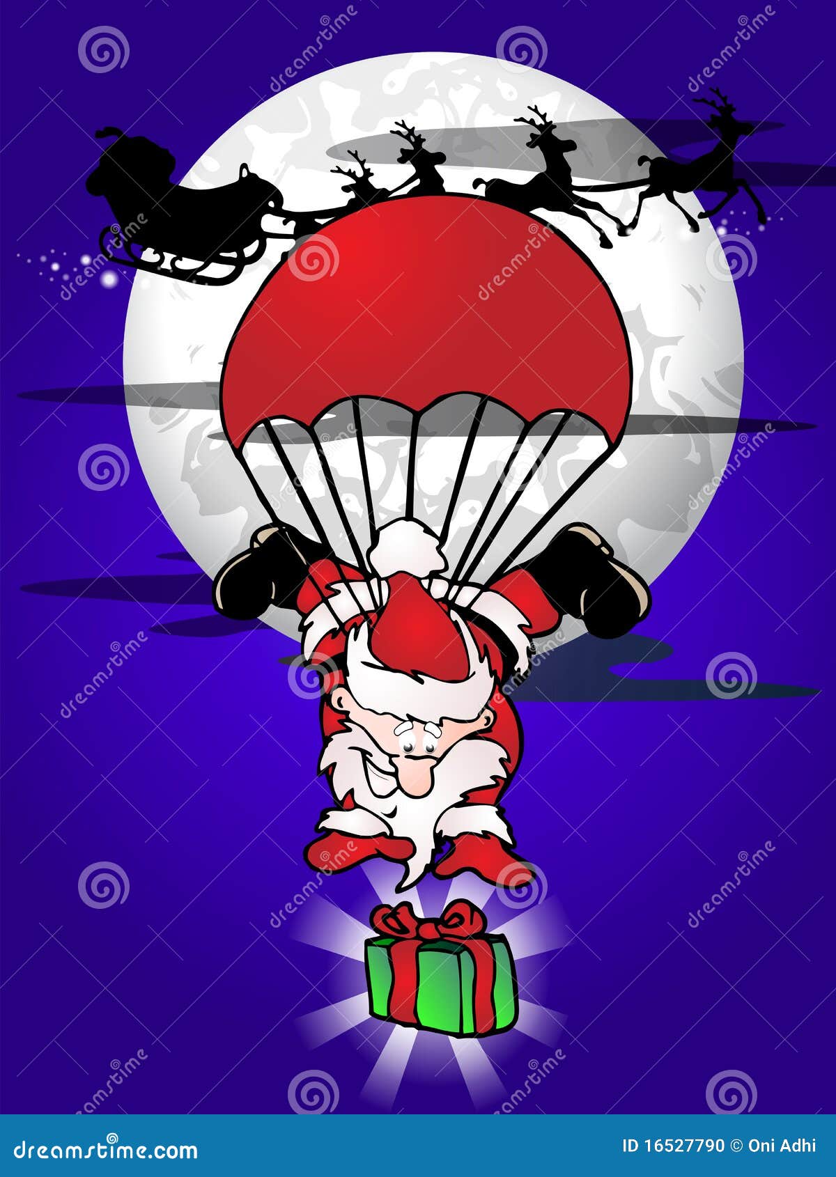 Extreme Santa Claus Parachute Stock Illustration - Illustration of ...