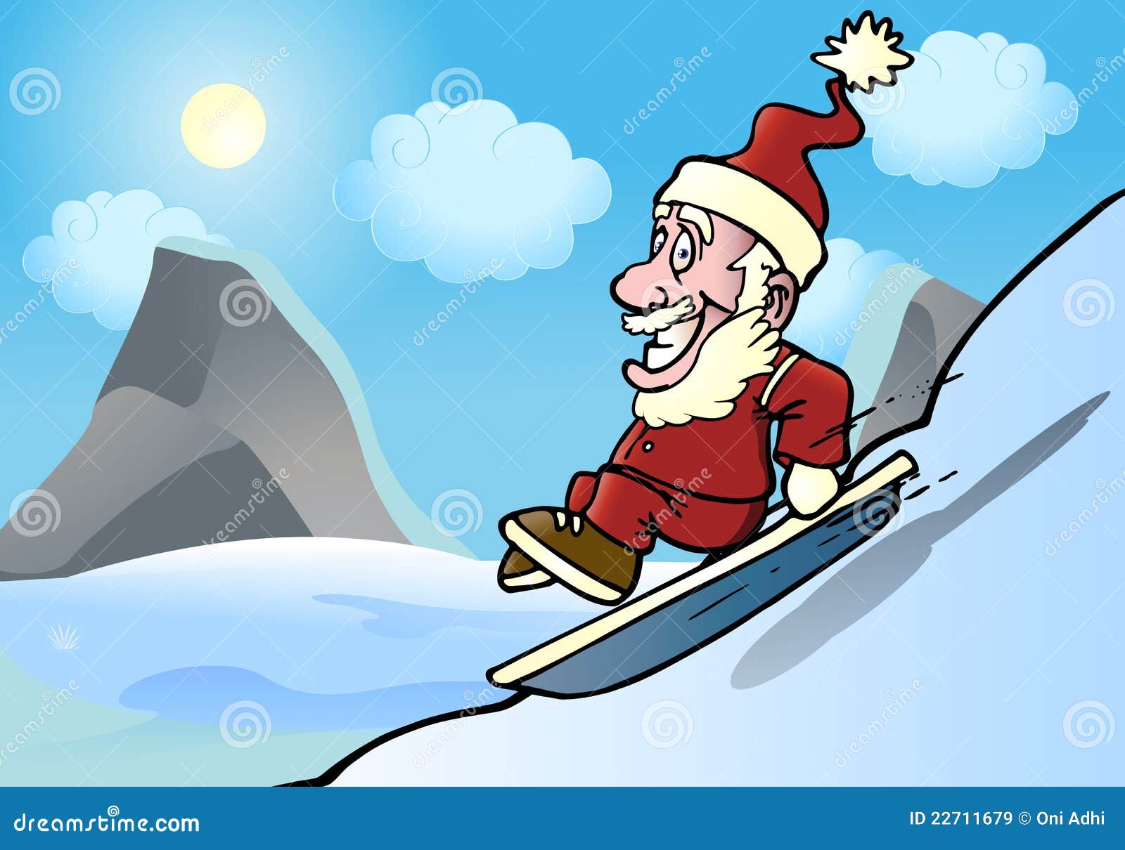 Extreme santa snowboarder stock illustration. Illustration of fast ...