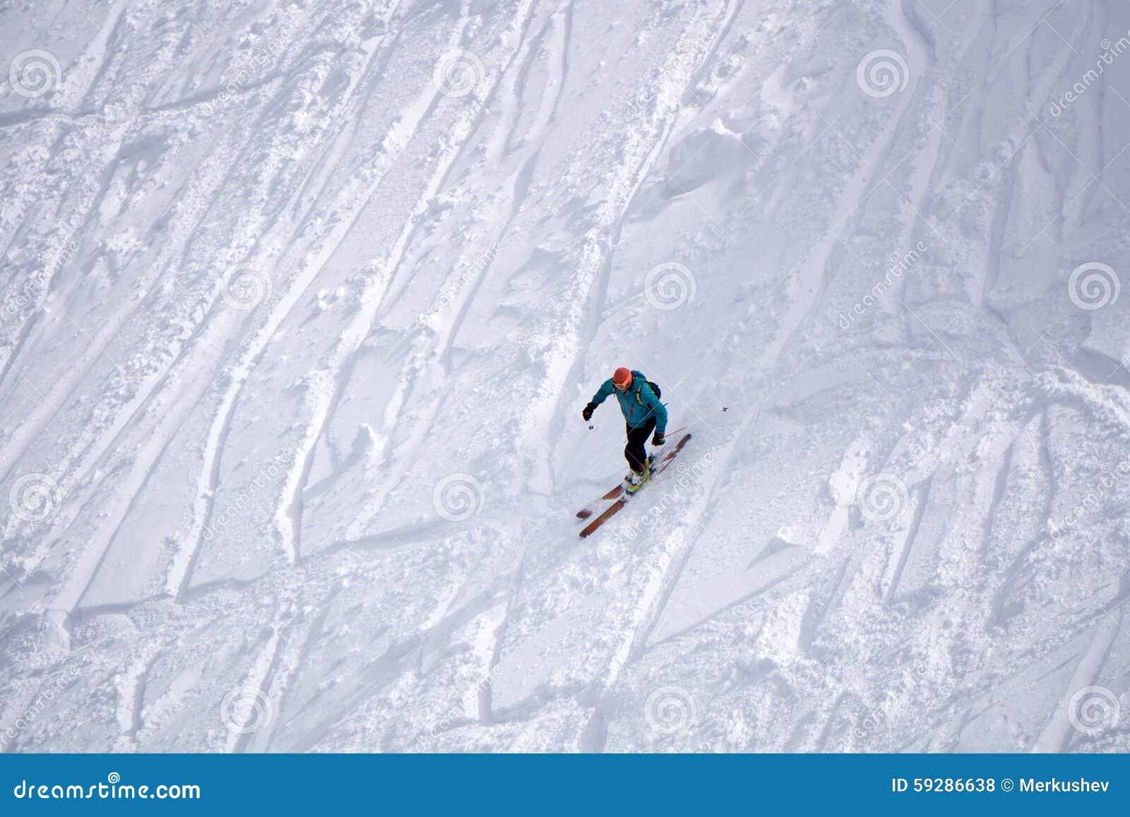 Extreme Ski Freeride, Tracks on a Slope Editorial Stock Photo - Image ...