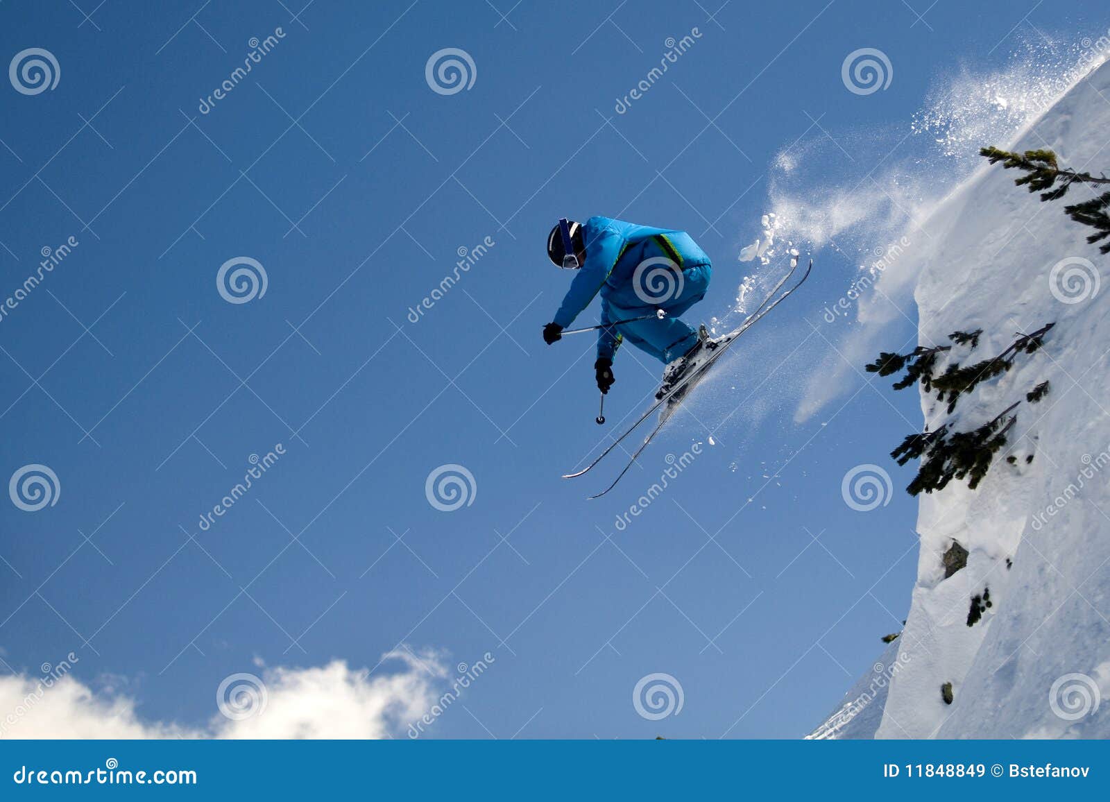 Extreme skier jumping stock image. Image of action, winter - 11848849