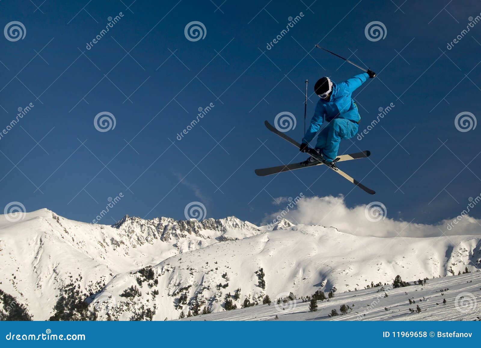 Extreme skier jumping. stock photo. Image of jump, extreme - 11969658