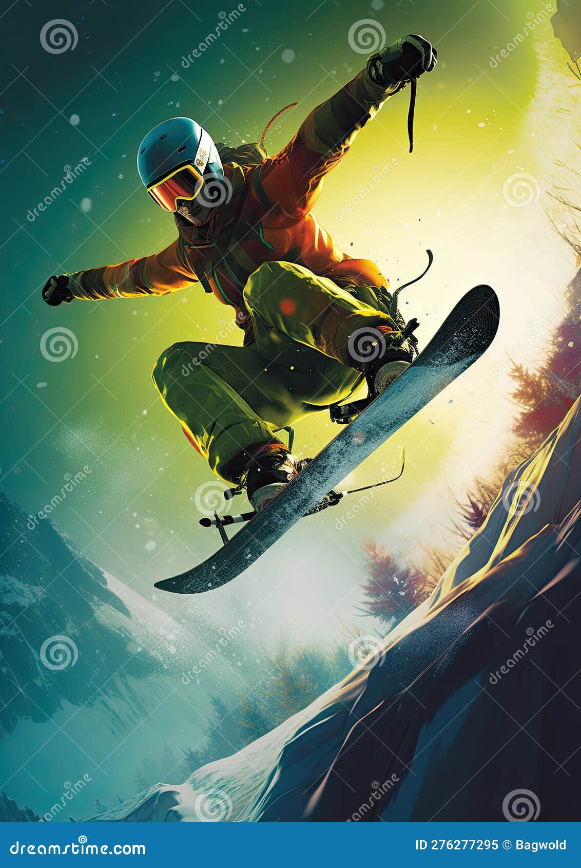 Extreme Snowborder Generative AI Illustration Stock Illustration ...