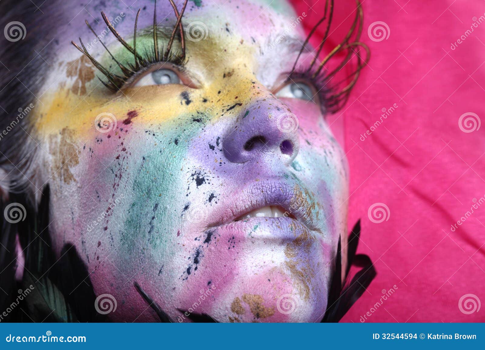 Extreme Spattered Make Up on the Face Stock Photo - Image of clear ...